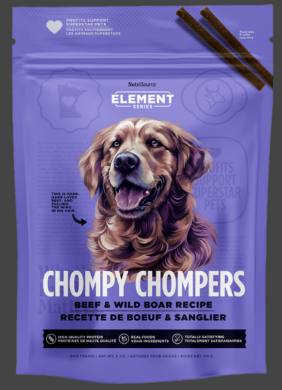 Nutrisource Element Series Beef and Wild Boar Chompy Chompers – Hearty Pet